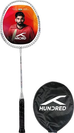 Hundred Powertek 200 PRO Badminton Racquet with Head Cover | Strung | Aluminium | For Intermediate Players | Weight: 95 grams | Maximum String Tension - 18-20