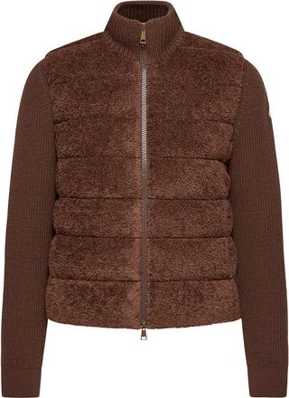 Moncler Cardigan zippé en laine et teddy matelassé