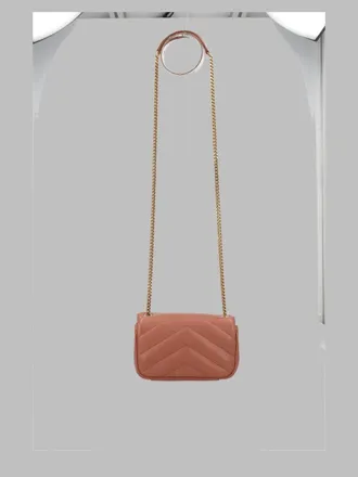 Saint Laurent Womens Shoulder Bag Loulou Mini Brown Leather Lamb