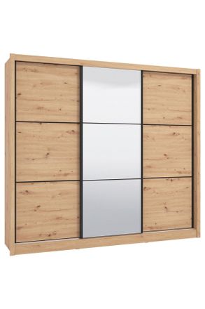 Xora Schiebet&uuml;renschrank, Eiche Artisan, Holzwerkstoff, 9 F&auml;cher, 242x215.5x60 cm, Typenauswahl, Schrankfront mit Spiegel, Schlafzimmer, Kleiderschr&auml;nke, K
