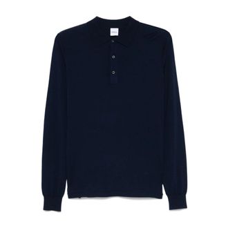 Aspesi Merino-Woll-Langarmpolohemd - - Knitwear - Herren - Blau - 2XL