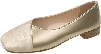 Generic Ballerines élégantes pour femme avec talon - Chaussures de mariage bicolores - Légères et confortables - Mocassins fermés - Chaussures à talons - Anti