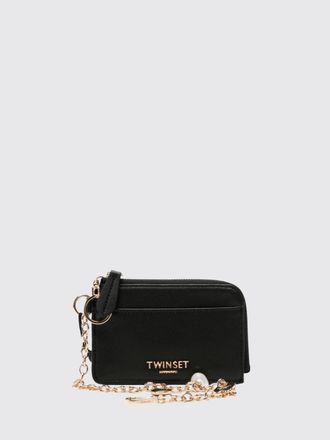 Twinset Porte-cartes zipp&eacute; en similicuir avec maille m&eacute;tallique