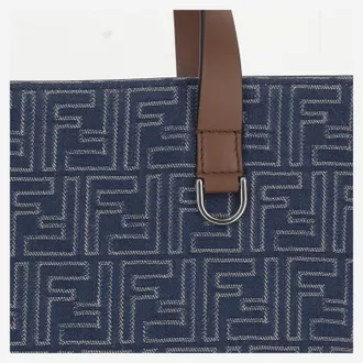 Fendi FF Logo-Jacquard Cotton Tote Bag - Navy