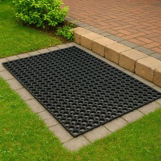 Astra Paillasson 80x120 cm noir Tapis en caoutchouc ext&eacute;rieur r&eacute;sistant