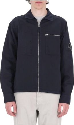 C.P. Company C.p. Company, Homme, Vestes, Bleu, Taille: XL Lens Zip Overshirt