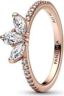 Pandora Pandora Timeless Bague Herbier scintillant en métal plaqué or rose 14 carats avec zircones cubiques transparentes, taille 50