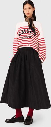 Maje Langer Rock Mit Kontrast-taille - Festliche Kleidung - Schwarz - Maje