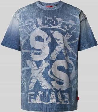 Diesel T-Shirt mit geripptem Rundhalsausschnitt