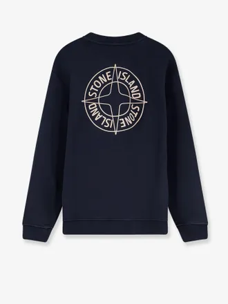 Stone Island Mens Cotton Sweatshirt With Embossed Logo Blue Sweatshirts Sweater