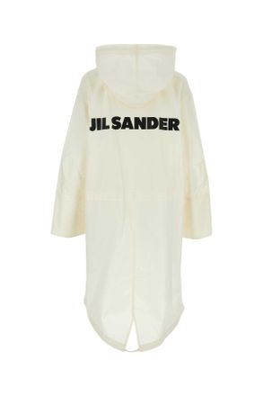 Jil Sander Womens Cotton Hooded Raincoat White Raincoats
