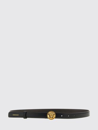 Versace Ceinture en cuir de veau avec boucle monogramme et logo