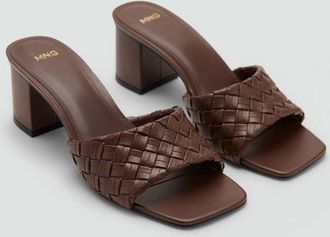 Mango Sandale &agrave; bride tress&eacute;e chocolat - Femme - 35 - MANGO