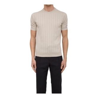 PESERICO Strick T-Shirt im angesagten Stil - - Tops - Herren - Beige - M