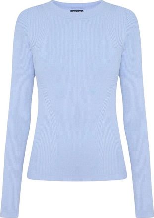 Joop Pull en maille c&ocirc;tel&eacute;e ajust&eacute; - Femme - Pulls - Bleu - Taille: 40 FR