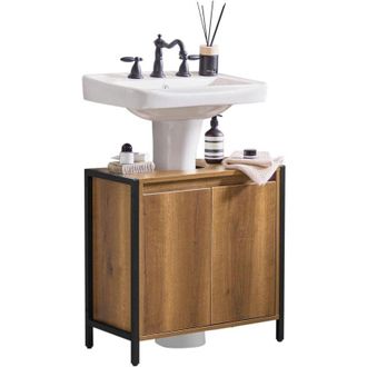 SoBuy Sobuy - BZR63-II-PF Meuble de Salle de Bain sous Lavabo Housse Colonne Lavabo Meuble sous lavabo Meuble sous &eacute;vier Anti-humidit&eacute;, Style Industriel