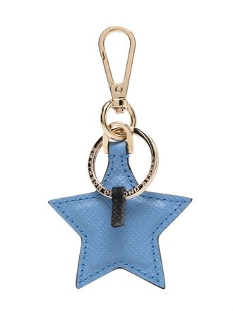 Smythson Schl&uuml;sselanh&auml;nger mit Stern aus Leder - Blau