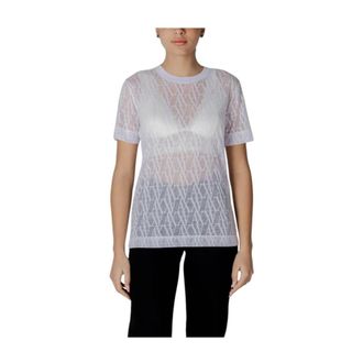 A|X Armani Exchange Femme, Tops, Blanc, Taille: 34 FR Logo Sheer T-Shirt