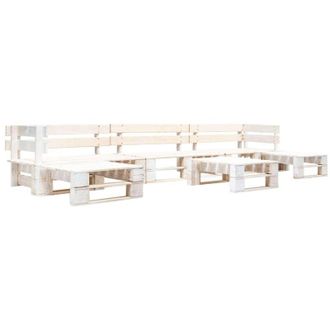vidaXL vidaXL 6-tlg. Paletten-Lounge-Set Holz Wei&szlig;