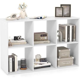 Costway Costway - Biblioth&egrave;que Cube &agrave; 2 Niveaux, Etag&egrave;re de Rangement avec 6 Compartiments Ouverte, Kit Anti-basculement, Etag&egrave;re de Pr&eacute;sentation &agrave; 6