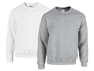 Gildan Sweat-shirt en polaire &agrave; col rond pour homme, style G18000/1x blanc + 1x gris sport + 1x bloc-notes dachat HL, M
