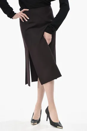Fendi Wool A-Line Skirt with Back Slit Fendi