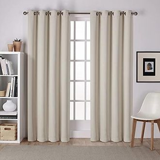 Exclusive Home Isolierte Verdunkelungsvorhänge, Fenster-Paneele mit Ösen Oben, Satin, Köpergewebe (2er-Set), Polyester, leinen, 52x108