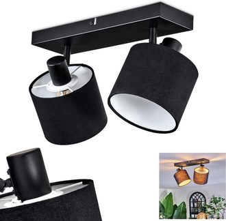 HOFSTEIN Deckenleuchte Bassagoda, Deckenlampe aus Metall/Stoff in Schwarz/Weiß, verstellbare Leuchte im modernen Design (Schirme Ø 12 cm), 2 x E14, Esszimmer, 