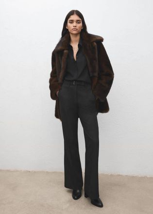 Mango Gerade Hose mit G&uuml;rtel grau - Damen - 36 - MANGO