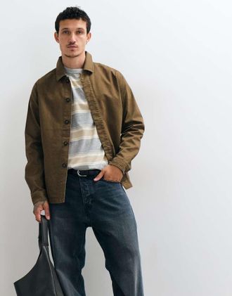 Barbour Yorklane Overshirt aus Twill in Hellbraun