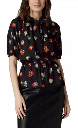 Lauren Ralph Lauren Blusentop Bluse hemd mit Binde-Detail und Blumenmuster Floral gerafften B&uuml;ndchen, elastischer Tailleneinsatz