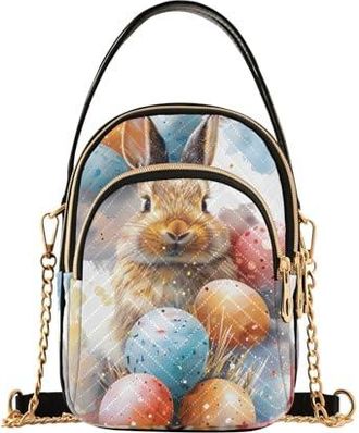 Mnsruu Sac à bandoulière pour femme - Motif lapin de Pâques - Joli sac à dos à bandoulière - Petit sac à bandoulière avec sangle réglable