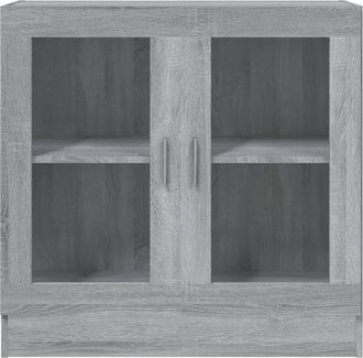 Generic Vitrine aus Eichenholz mit Glast&uuml;ren, Hoher Aufbewahrungsschrank mit Verstellbaren Regalen, Vitrine mit Holzmaserung f&uuml;r Wohnzimmer, Arbeitszimmer und