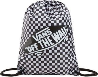 Vans Unisex Rucksack Tasche Wasserdicht All Over Karo Muster Spr&uuml;che Kordelzug Schultergurte Farbe Wei&szlig; Schwarz OS, Schwarz/Wei&szlig;, One size