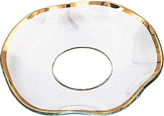 Wiedemann Glas-Kerzenmanschette (Tropfenfänger) Gewellt Goldrand für Kerzen bis Ø 25 mm (Spitzkerzen, Tafelkerzen)