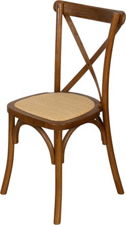 Biscottini International Stuhl aus Holz und Rattan im Bistro-Stil mit Kreuz-R&uuml;ckenlehne - St&uuml;hle f&uuml;r K&uuml;che, Esszimmer, Bar und Restaurant Thonet - Vintage-St&uuml;hle - Stapelstuhl