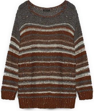 Fiorella Rubino Femme, Pulls, Multicolore, Taille: 42 FR Pull Ray&eacute; &agrave; Sequins