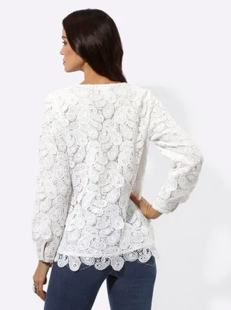Cr&eacute;ation L Klassische Bluse Spitzen-Bluse Langarm