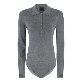 Pinko Feinstrickpullover mit Spreizkragen - - Tops - Damen - Grau - L