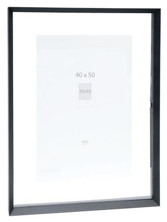 Deknudt Frames Bilderrahmen - zwischen zwei Gläsern - schwarzer Rand - Aluminium - für Format bis 40 x 50 cm - S028K2 - zum Aufhängen