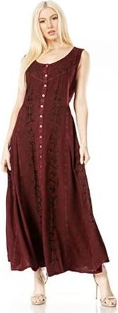 Sakkas 15221 - Maya - Robe rayée sans Manches à Fleurs - Burgandy - L/XL