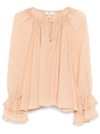 Chlo&eacute; blouse en soie &agrave; fronces - Tons neutres