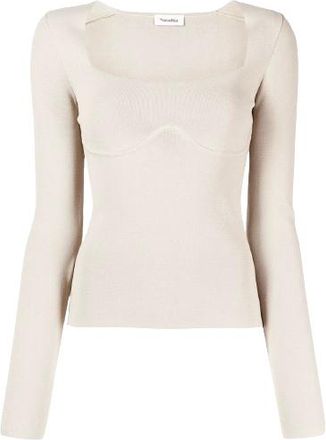 Nanushka Beige Fine Knit Long Sleeve Top Size XL