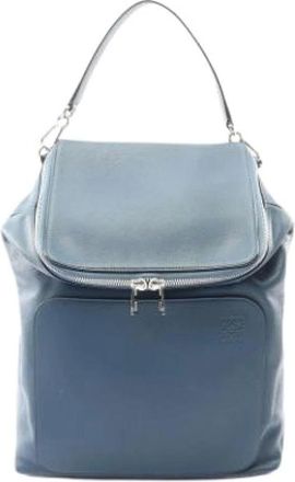 Loewe unisex, Pre-owned, Bleu, Taille: ONE Size Sac &agrave; dos en cuir Pre-owned