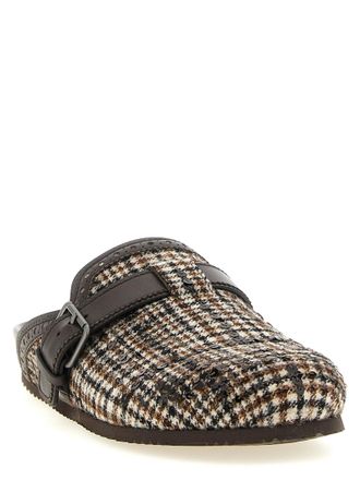 Brunello Cucinelli Houndstooth Alpaca-Wool Clog - Brown