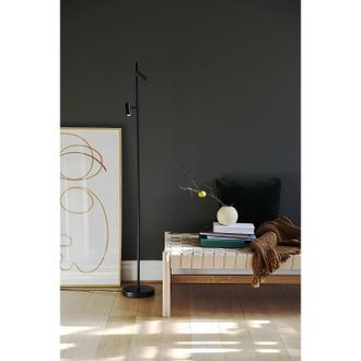 Nordlux home24 Standleuchte Ø 3cm Schwarz/Schwarz Stahl, lackiert Polyester PVC Nicht austauschbare LEDs LED-Platine