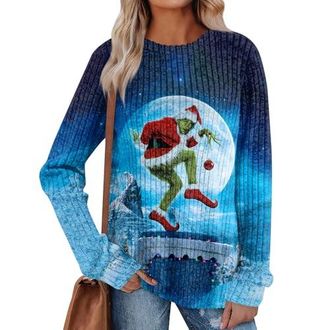 Generic Le Grinch Tshirt Noel Femme Noël Pull The Grinch Oversize Moche Col V T-Shirts 2025 Hiver Polaire Christmas De Chaud Pyjama Vetement Vêtements Drole C