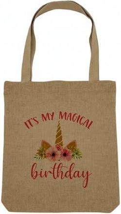 Fabulous Sac Shopping Tote Bag Aspect Lin - Its My Magical Birthday Licorne Anniversaire - Sac de Courses Toile Epaisse 360g Beige Naturel Cabas Port&eacute; Epaule S