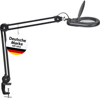 Maul Lupenlampe LED MAULviso | Lupenleuchte mit Klemmfuß für präzise Arbeiten in Laboren, Werkstätten | Lupe mit Licht | Lampe mit 6.500 K | Lupe mit 1,75x