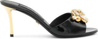 Dolce & Gabbana Sandalen - Black Crystal-Detail Sandals - Gr. 36,5 (EU) - in Schwarz - f&uuml;r Damen
